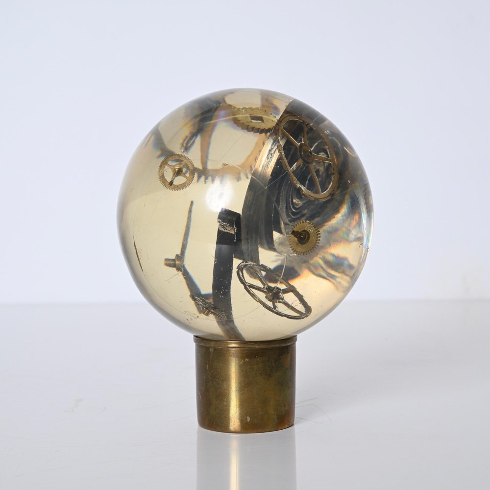 Resin Exploded Clock Globe Sculpture by Pierre Giraudon, France, 1970s ...