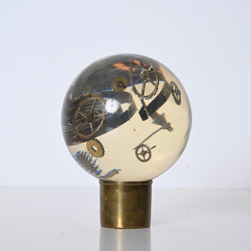 Resin Exploded Clock Globe Sculpture by Pierre Giraudon, France, 1970s ...