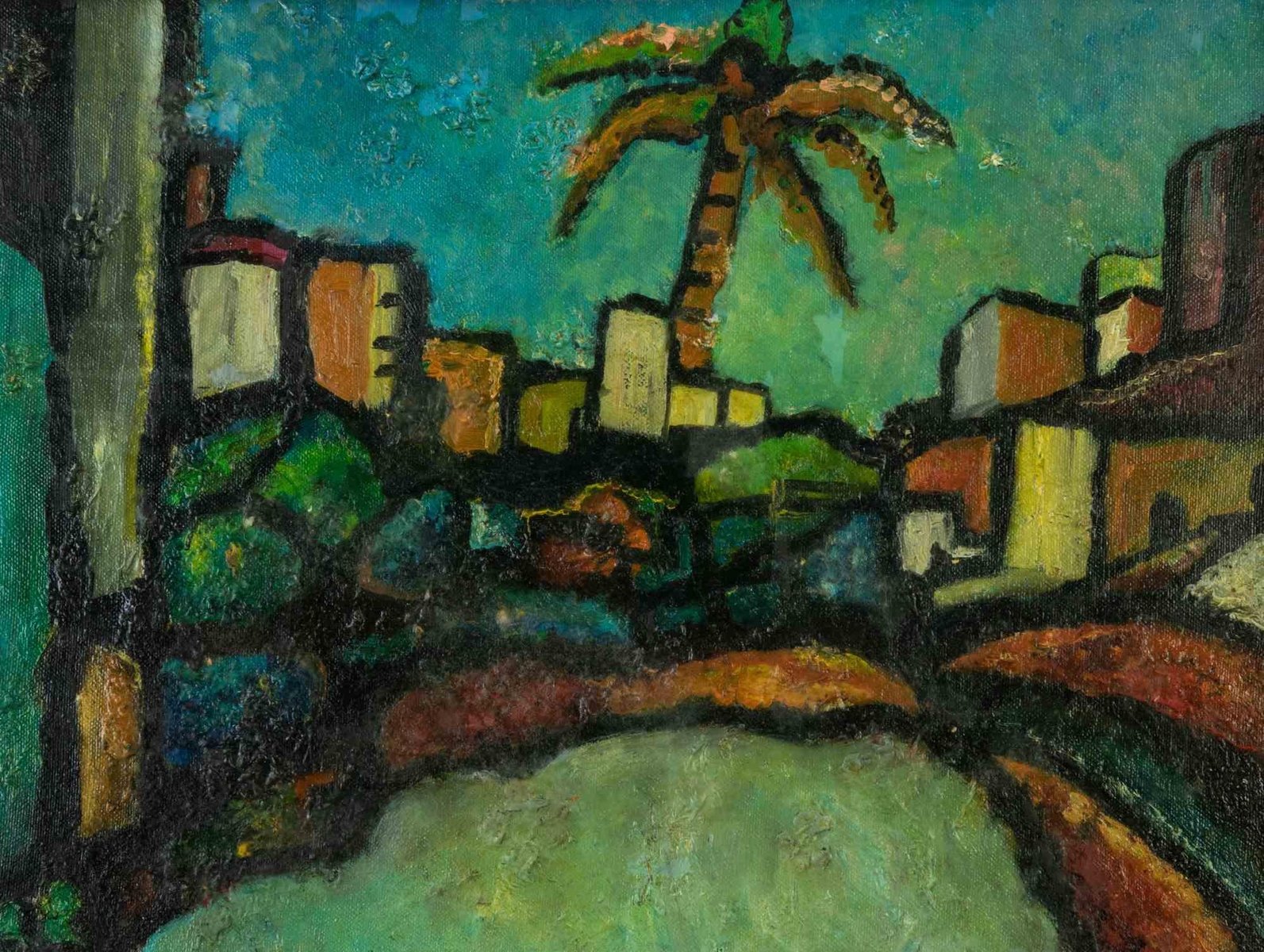 Lello Barresi, Sicilian Landscape, Oil on Canvas, 1980s for sale at Pamono
