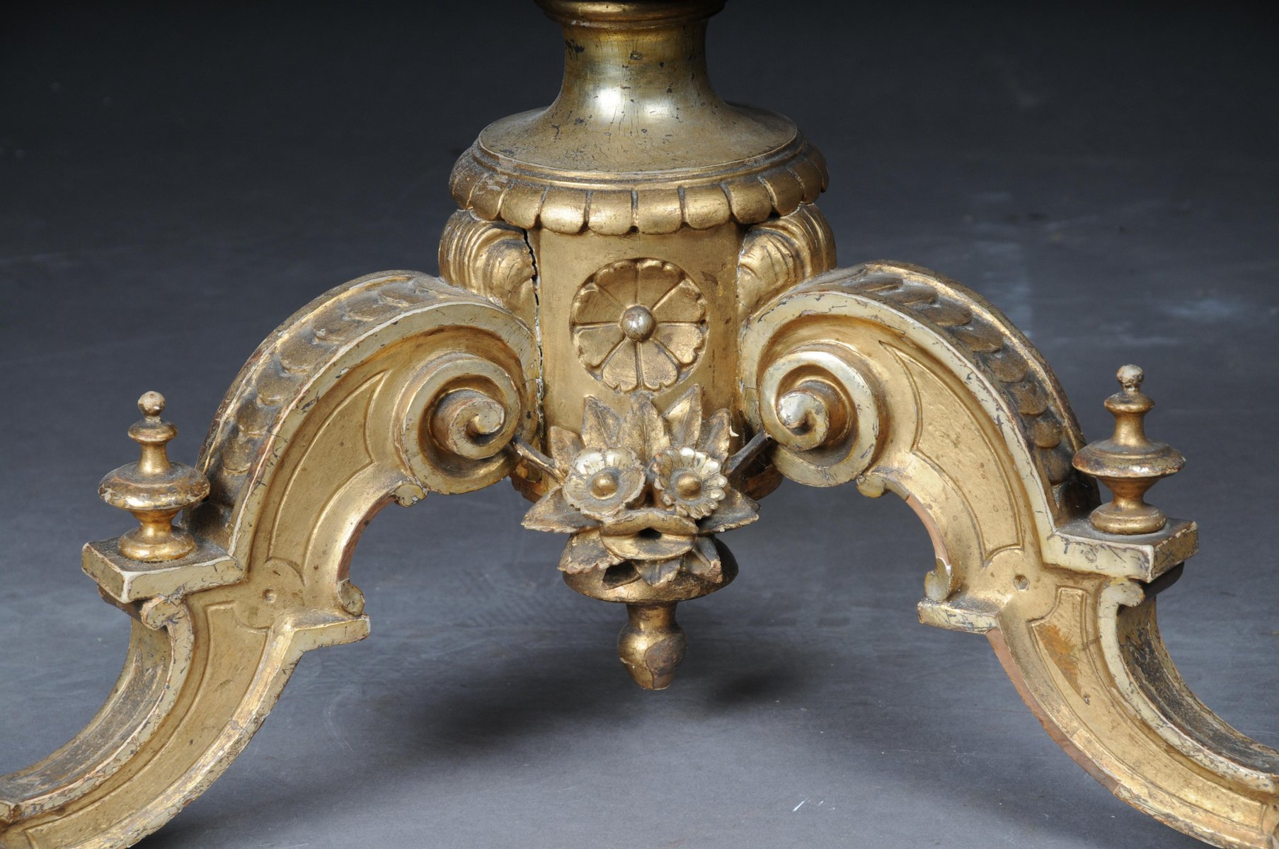 Antique Gilded Side Table with Marble Top, 1860s for sale at Pamono