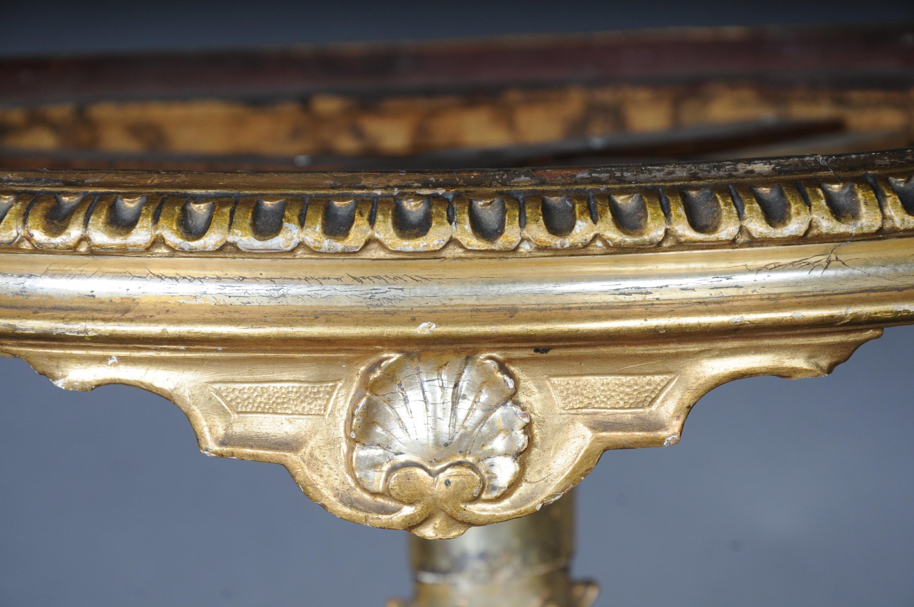 Antique Gilded Side Table with Marble Top, 1860s for sale at Pamono