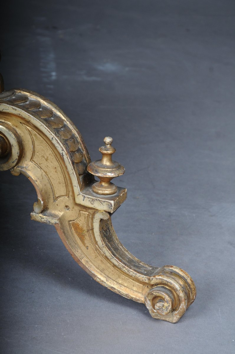 Antique Gilded Side Table with Marble Top, 1860s for sale at Pamono