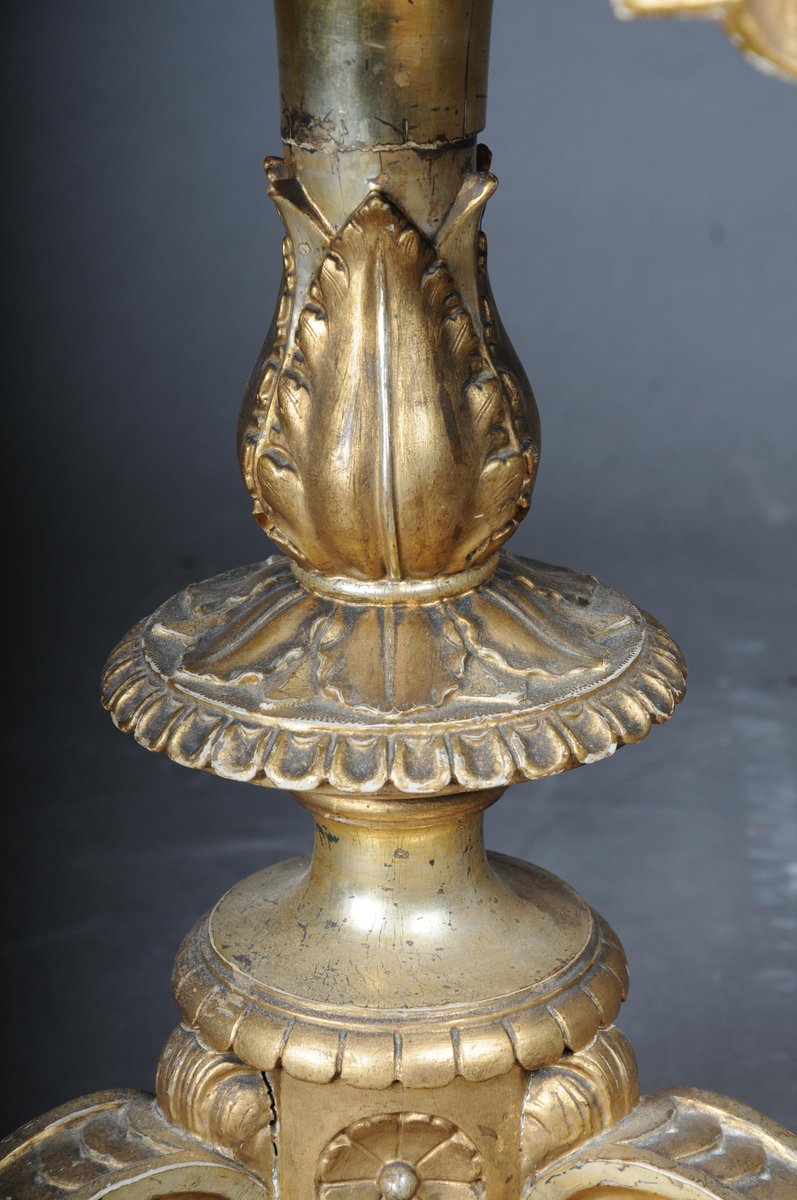 Antique Gilded Side Table with Marble Top, 1860s for sale at Pamono