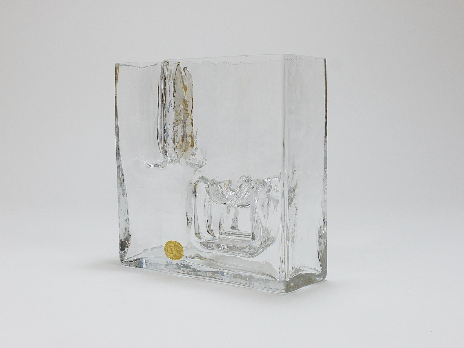 Op Art Ice Glass Vase attributed to Claus Josef Riedel, Austria, 1970s ...