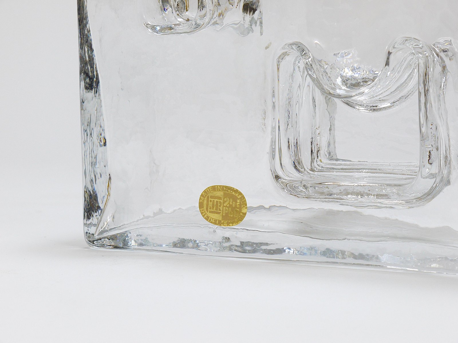 Op Art Ice Glass Vase attributed to Claus Josef Riedel, Austria, 1970s ...