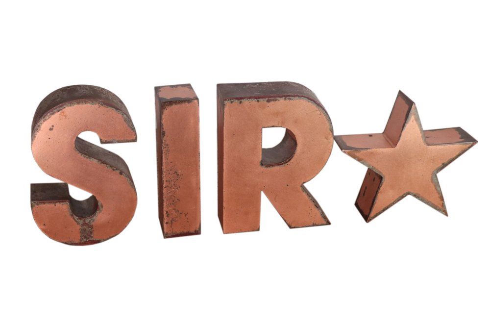 Vintage Italian Sir Letters in Copper, 1960s, Set of 4 for sale at Pamono