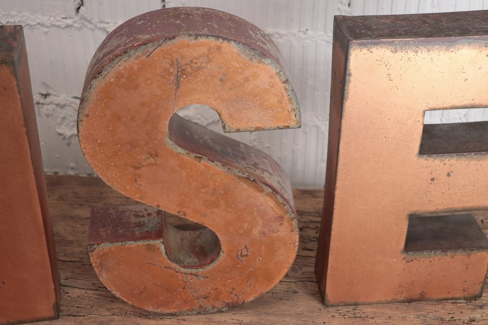 Große italienische Vintage Sense Letters aus Kupfer, 1960er, 5 . Set ...