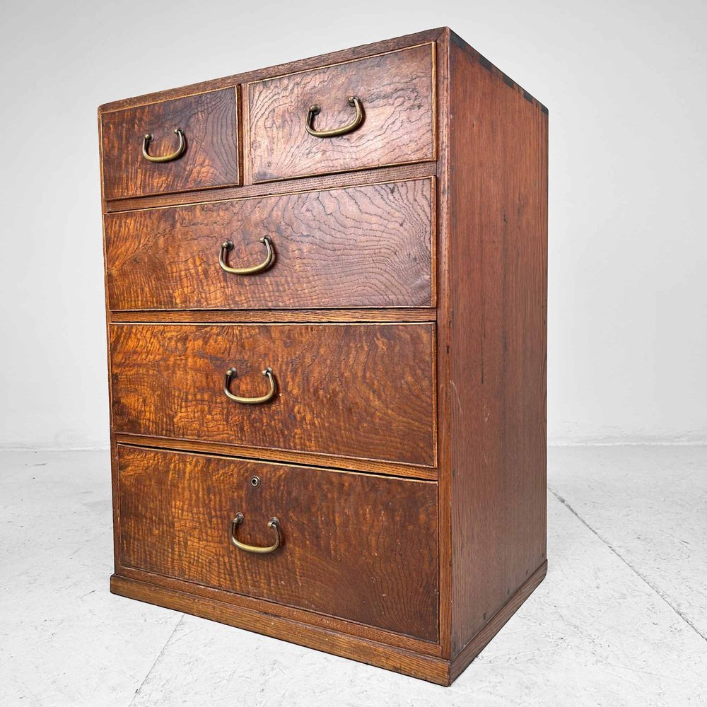 Small Tansu with Copper Finishing, Japan, 1920s for sale at Pamono