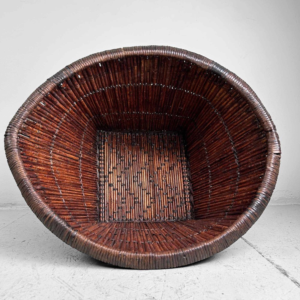 Japanese Smoked Bamboo Basket, 1940s for sale at Pamono