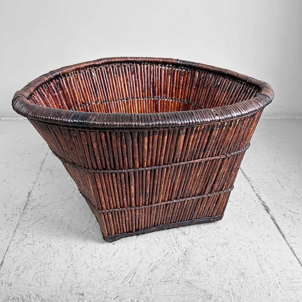 Japanese Smoked Bamboo Basket, 1940s for sale at Pamono