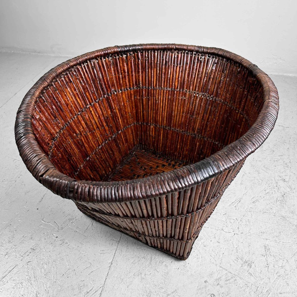 Japanese Smoked Bamboo Basket, 1940s for sale at Pamono