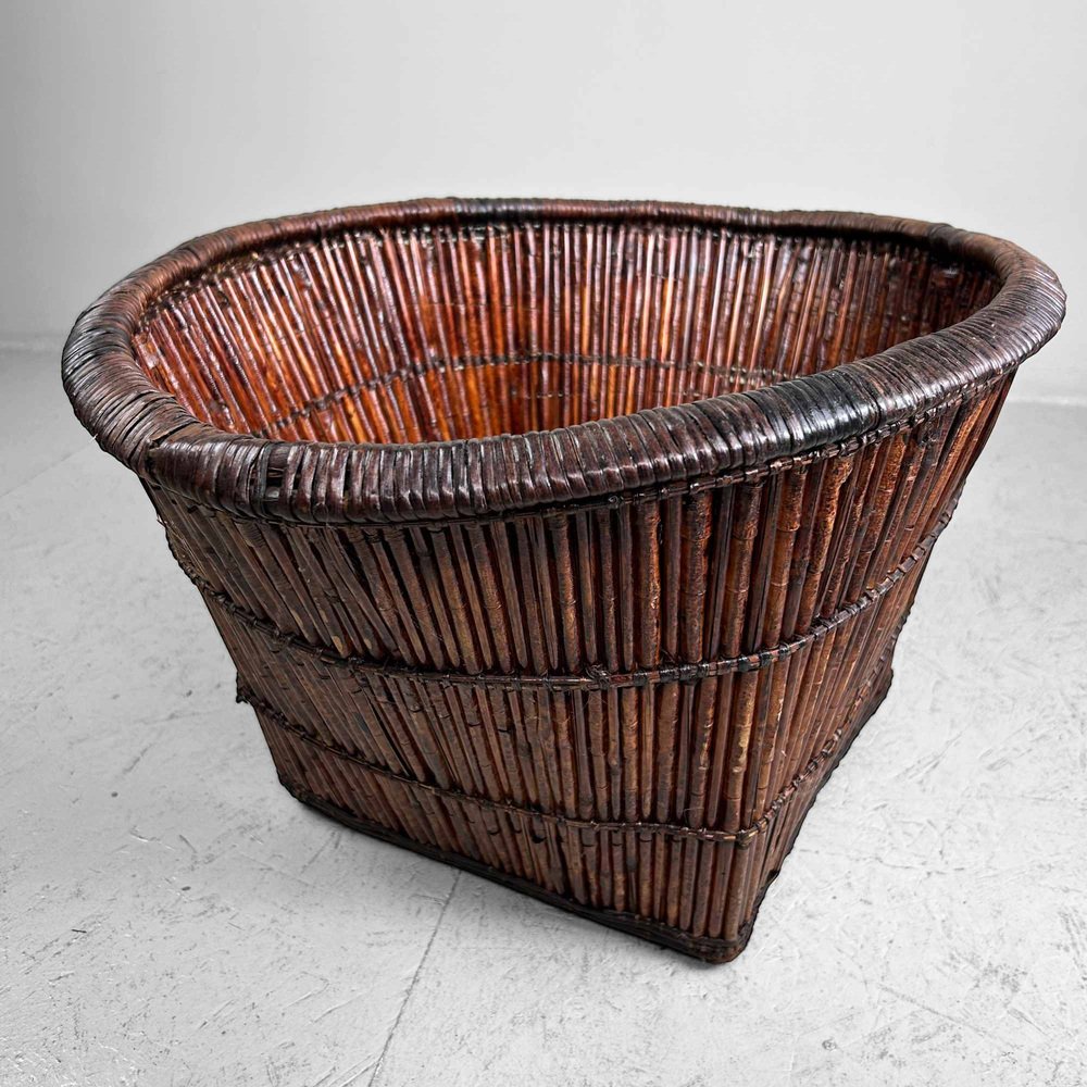 Japanese Smoked Bamboo Basket, 1940s for sale at Pamono