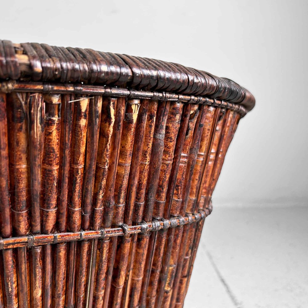 Japanese Smoked Bamboo Basket, 1940s for sale at Pamono