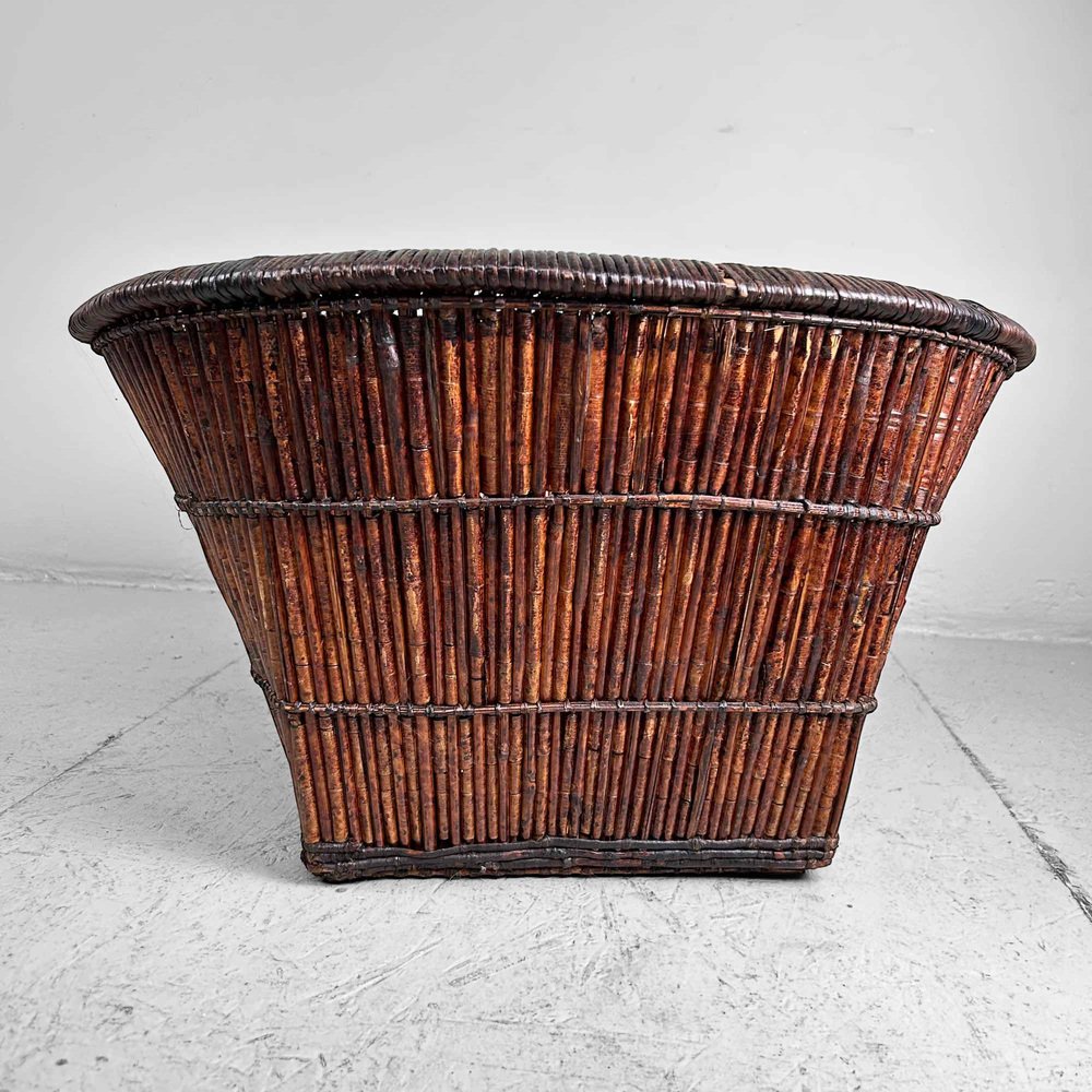 Japanese Smoked Bamboo Basket, 1940s for sale at Pamono