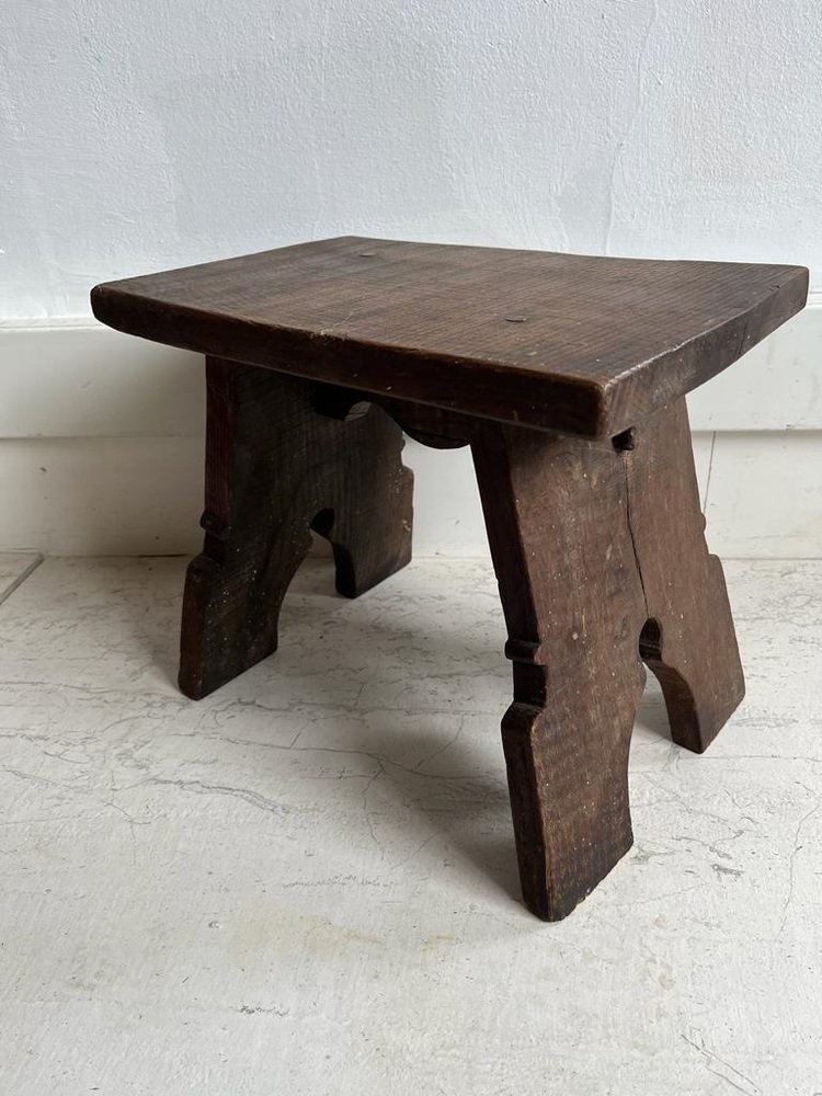 Rustic Oak Stool, 1920s for sale at Pamono