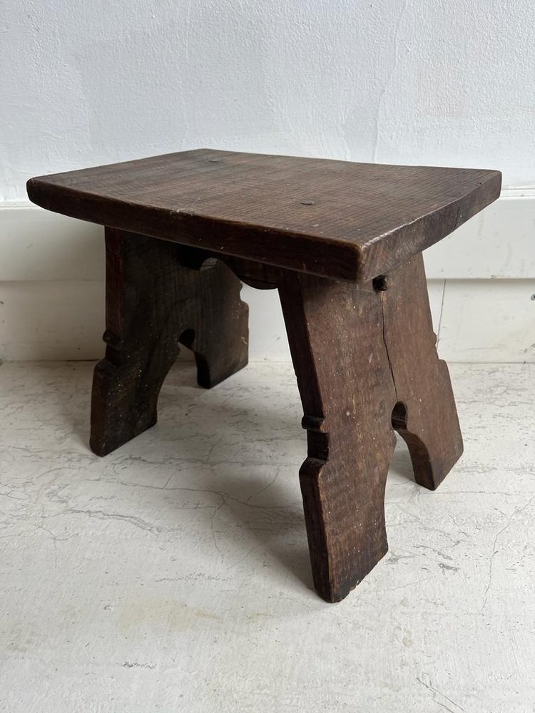Rustic Oak Stool, 1920s for sale at Pamono