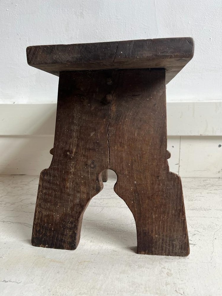 Rustic Oak Stool, 1920s for sale at Pamono