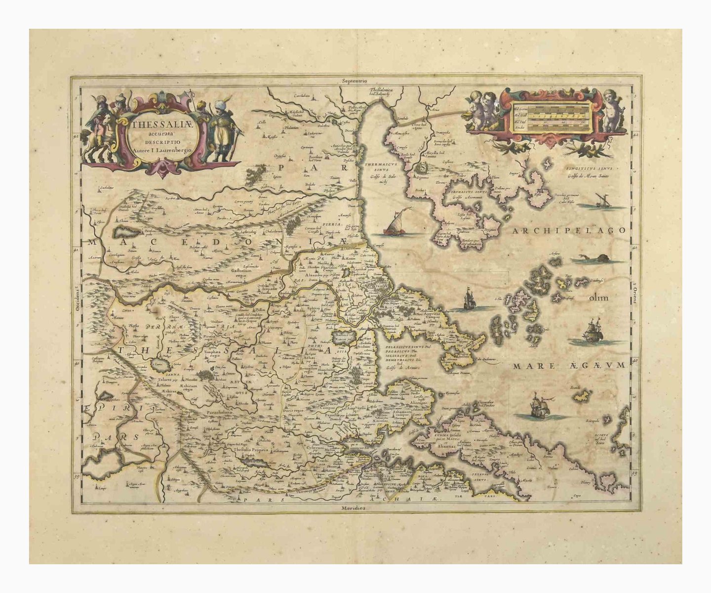 Johannes Janssonius, Thessalia Map, Etching, 1650s for sale at Pamono