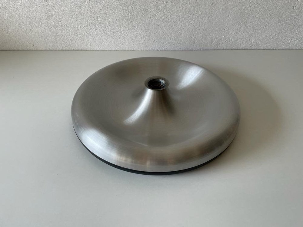 Large Space Age Grey Aluminum and Black Metal Disc Flush Mount, Germany ...