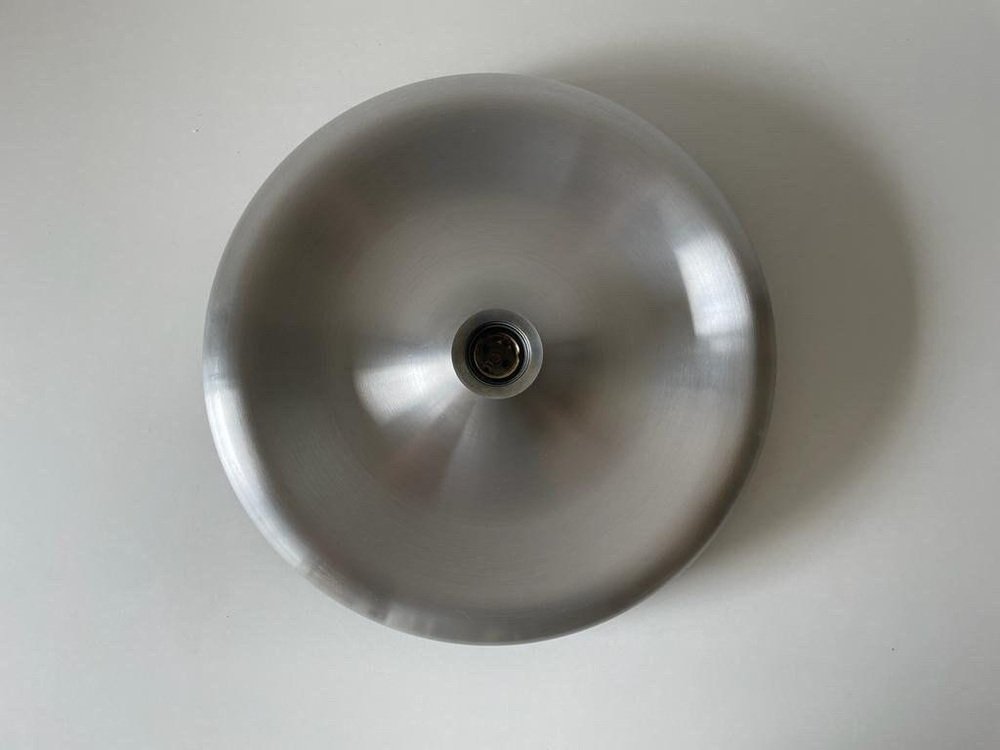 Large Space Age Grey Aluminum and Black Metal Disc Flush Mount, Germany ...