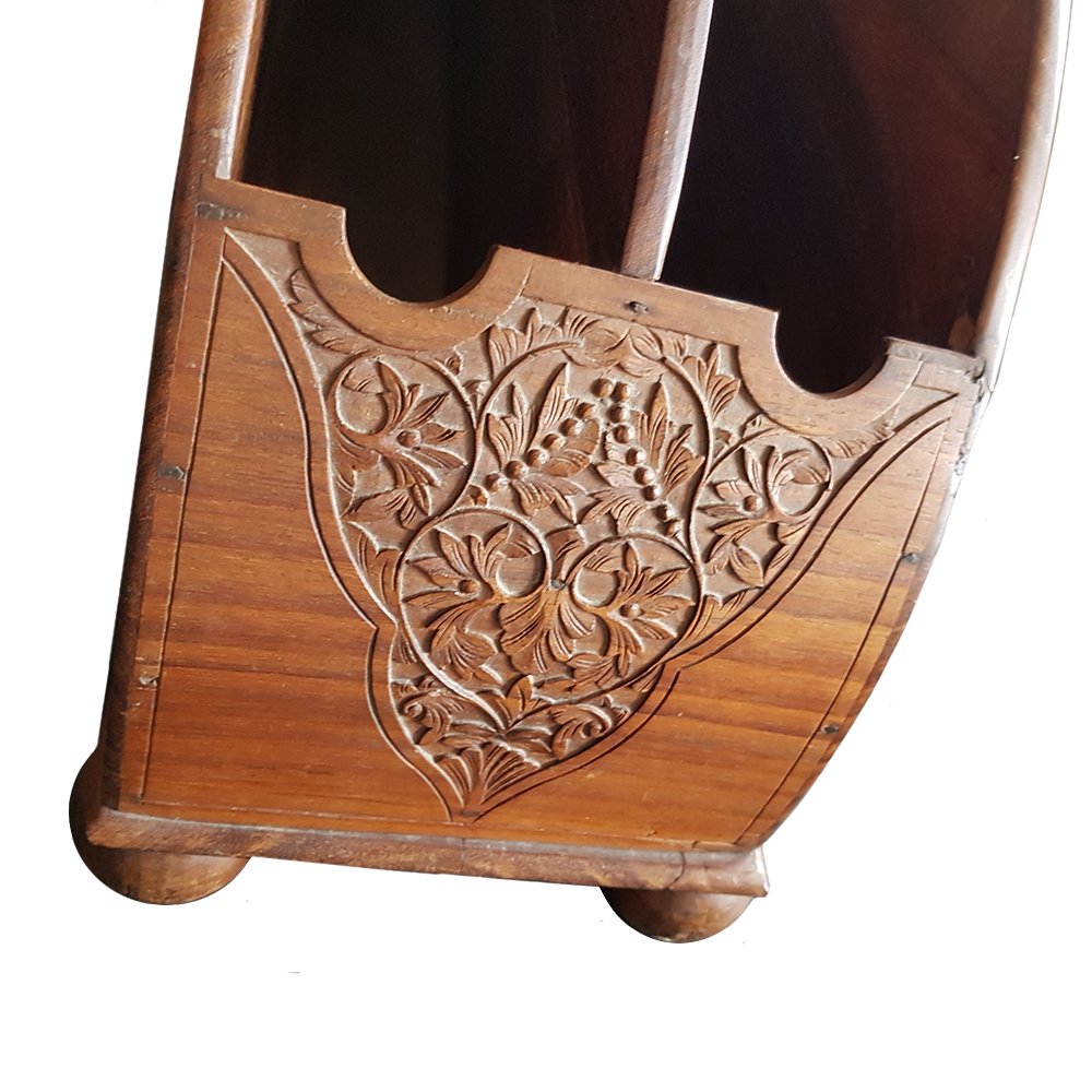 Indonesian Colonial Art Deco Hand Carved Wooden Magazine Rack for sale ...