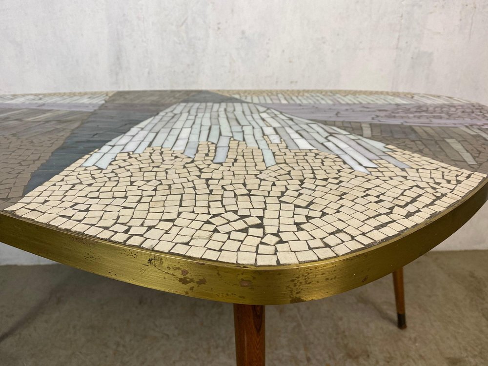 Kidney-Shaped Side Table with Mosaic Top, 1950s for sale at Pamono