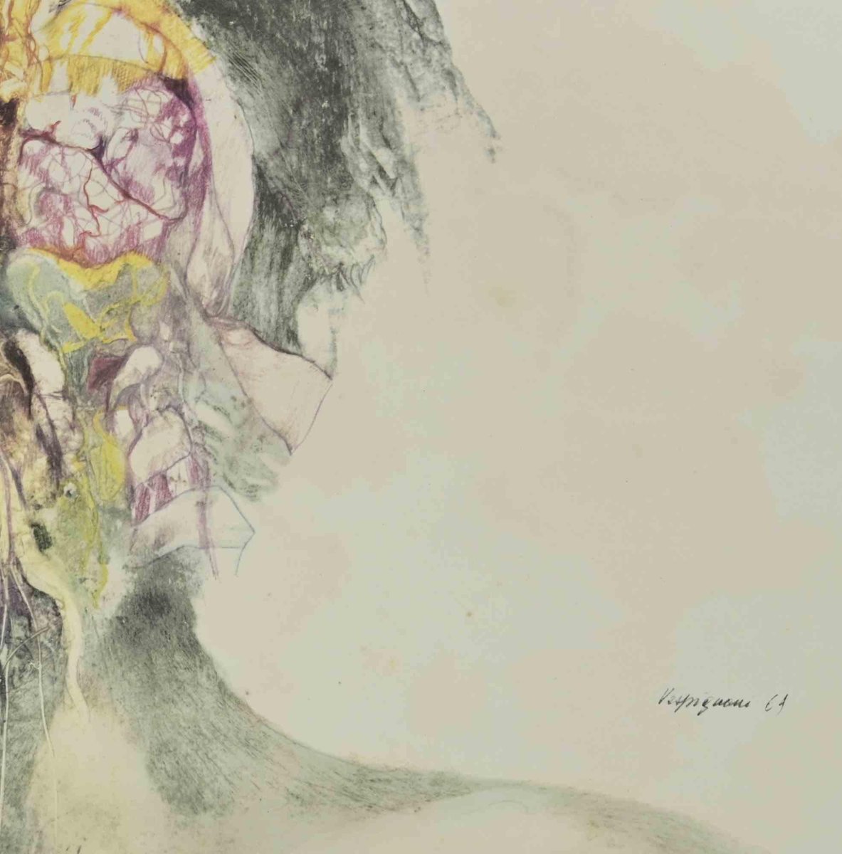 After Renzo Vespignani, The Face, Phototype Print, 1960s for sale at Pamono