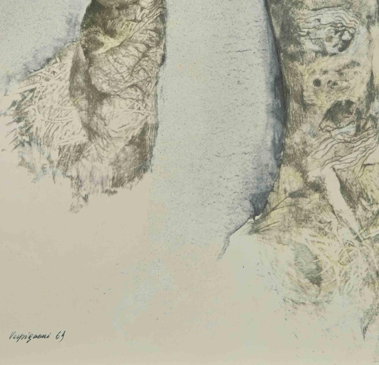 After Renzo Vespignani, Profiles and Fingers, Phototype Print, 1960s ...