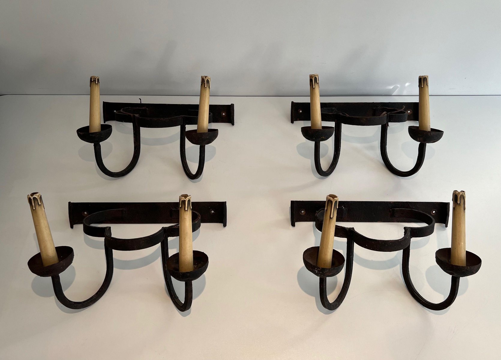 Wrought Iron Clover Sconing, 1950s, Set of 4 for sale at Pamono