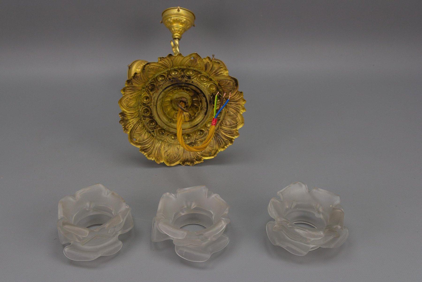 French Neoclassical Style Bronze and Glass Ceiling Light, 1920s for ...