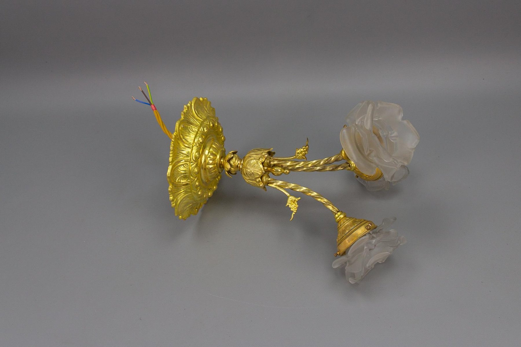 French Neoclassical Style Bronze and Glass Ceiling Light, 1920s for ...