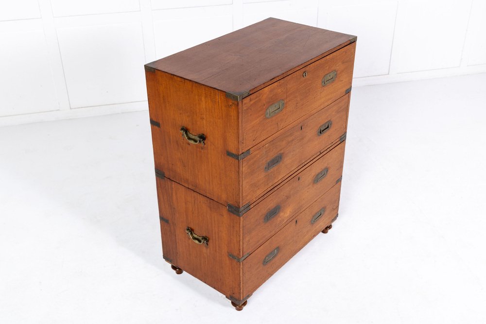 Small 19th Century Teak Campaign Chest for sale at Pamono