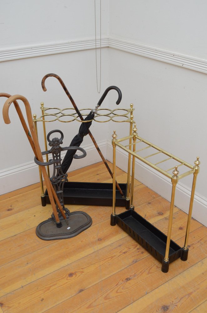 English Brass Demi Lune Stick Stand, 1960s for sale at Pamono