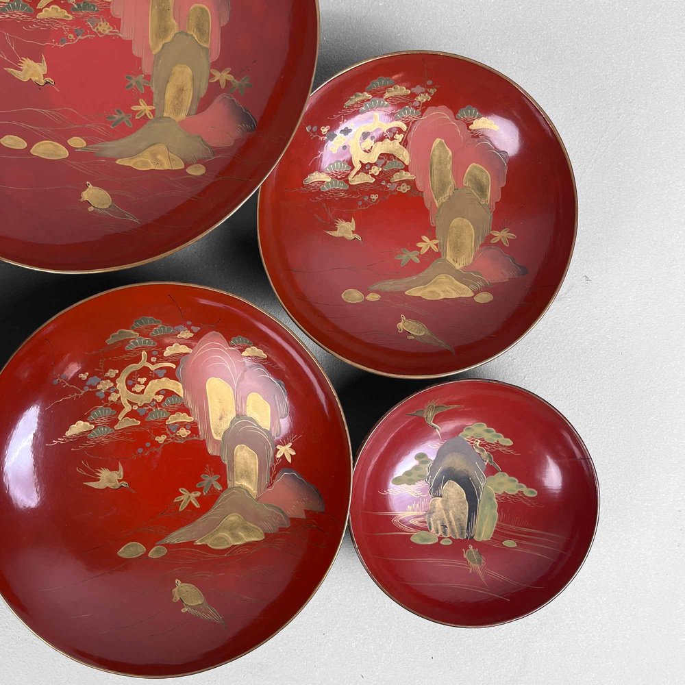 Meiji Period Sakazuki Maki-e 蒔絵 Lacquerware, Japan, 1890s, Set of 5 for sale at Pamono