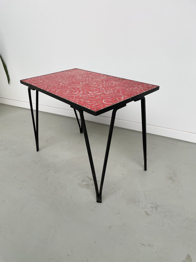 Red Ceramic Coffee Table, 1950s for sale at Pamono