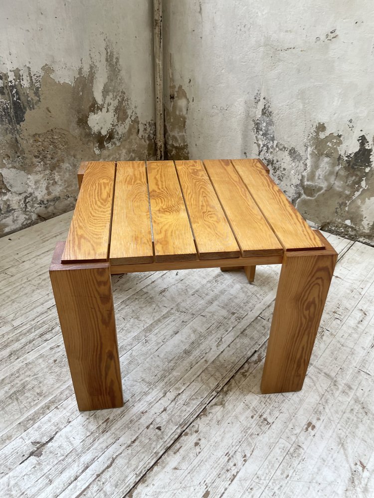 Square Pine Coffee Table from Maison Regain, 1970s for sale at Pamono
