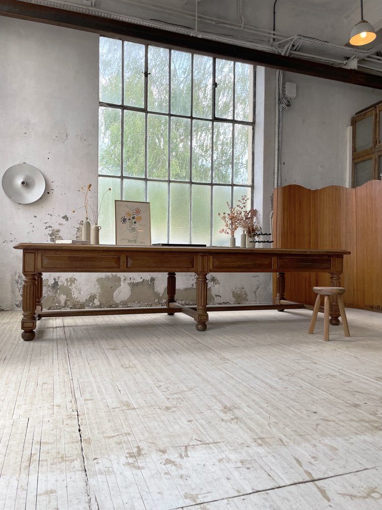 Long Walnut Dining Table, 1900s for sale at Pamono
