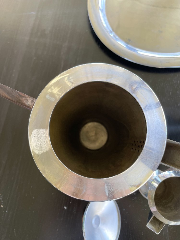 Art Deco Metal Tea Set, 1940s, Set of 4 for sale at Pamono