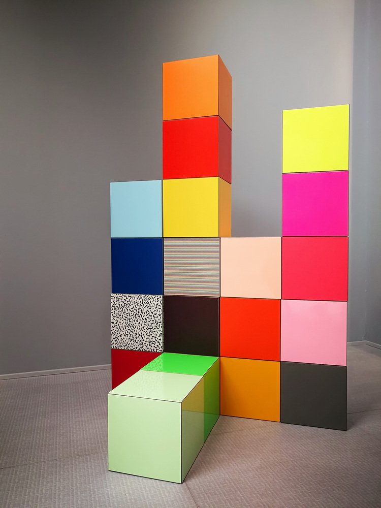 Magnetic Coloured Cubes from Paul Kelley, Set of 10 for sale at Pamono