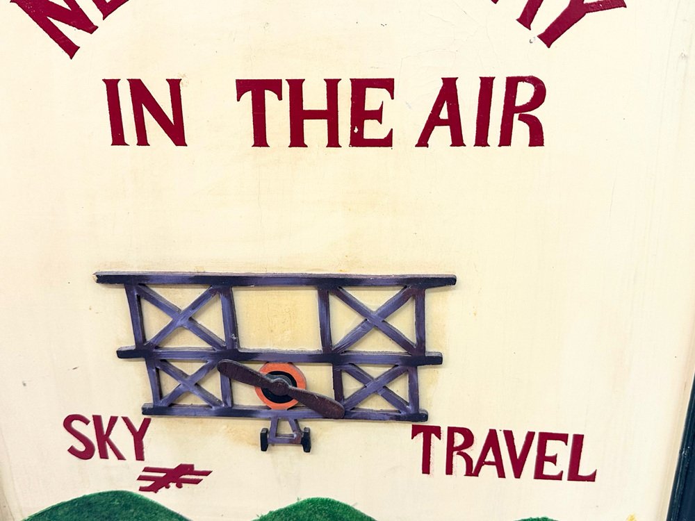 Hand-Painted Sky Travel Advertising Wall Sign, 1950s for sale at Pamono