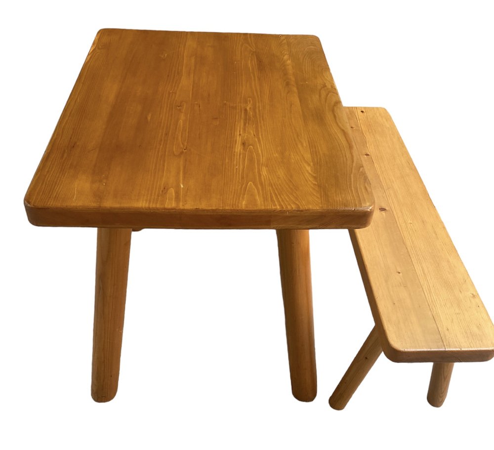 René Martin zugeschriebener Stehtisch & Sitzbank für Charlotte Perriand ...