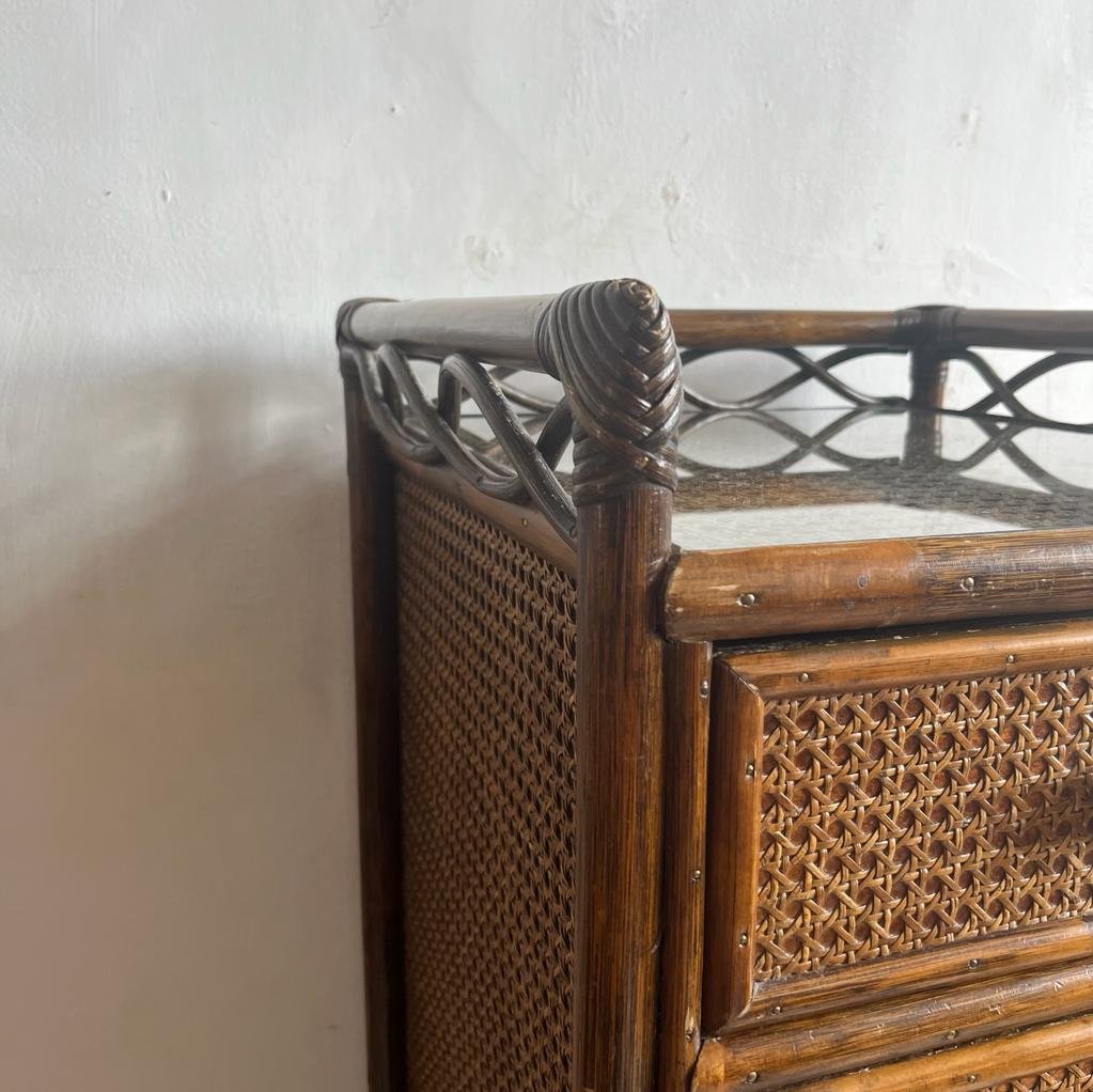 Angraves Dark Brown Cane and Bamboo Tallboy / Chest of Drawers., 1970s ...