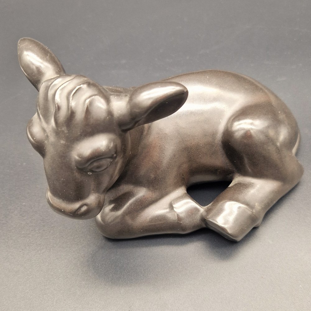 Ceramic Calf Figurine by Ludwig König for the Majolika Karlsruhe, 1930 ...
