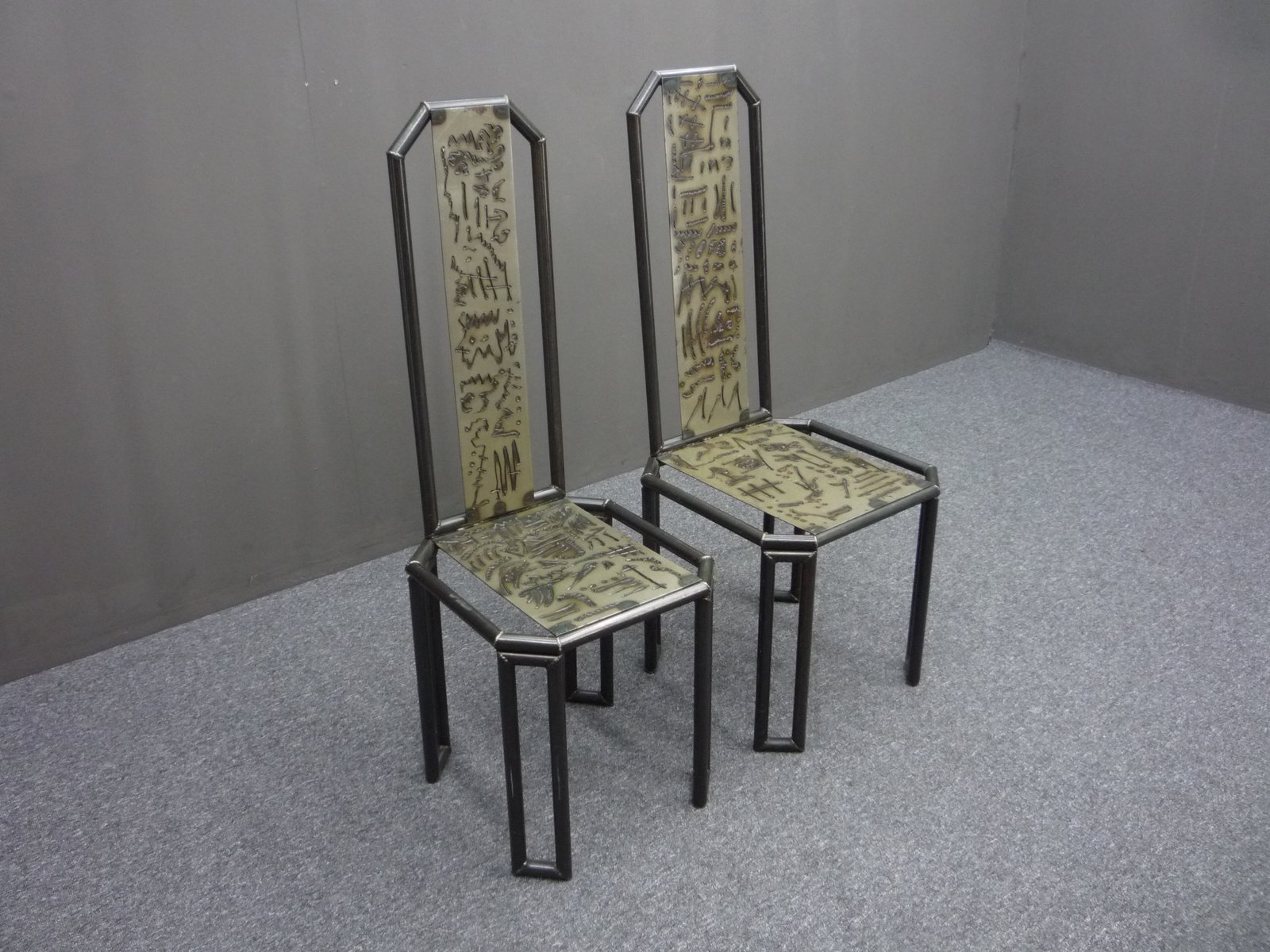 Set of Brutalist Handmade Metal Chairs by Gui Gui, 1993s for sale at Pamono