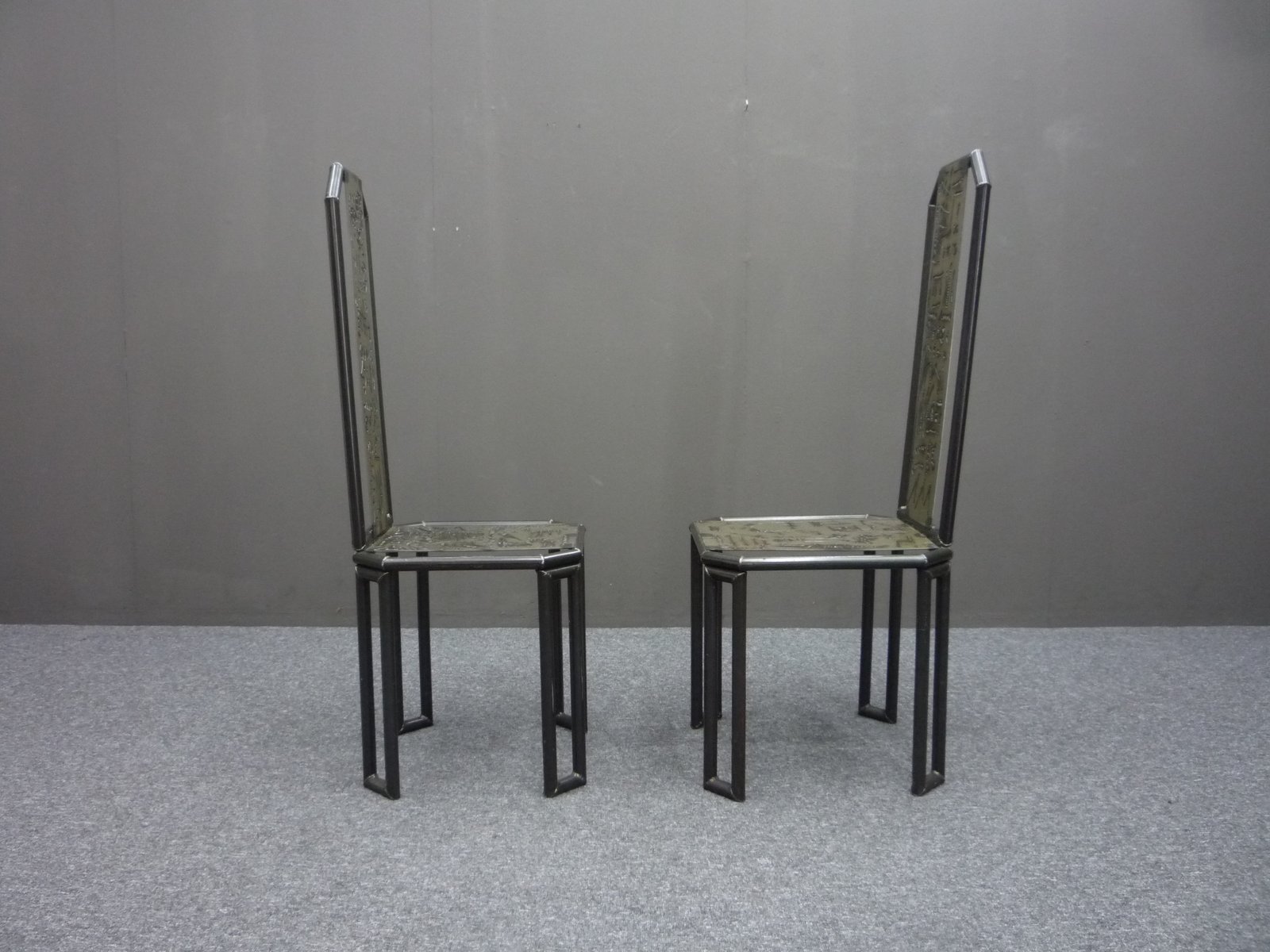 Set of Brutalist Handmade Metal Chairs by Gui Gui, 1993s for sale at Pamono