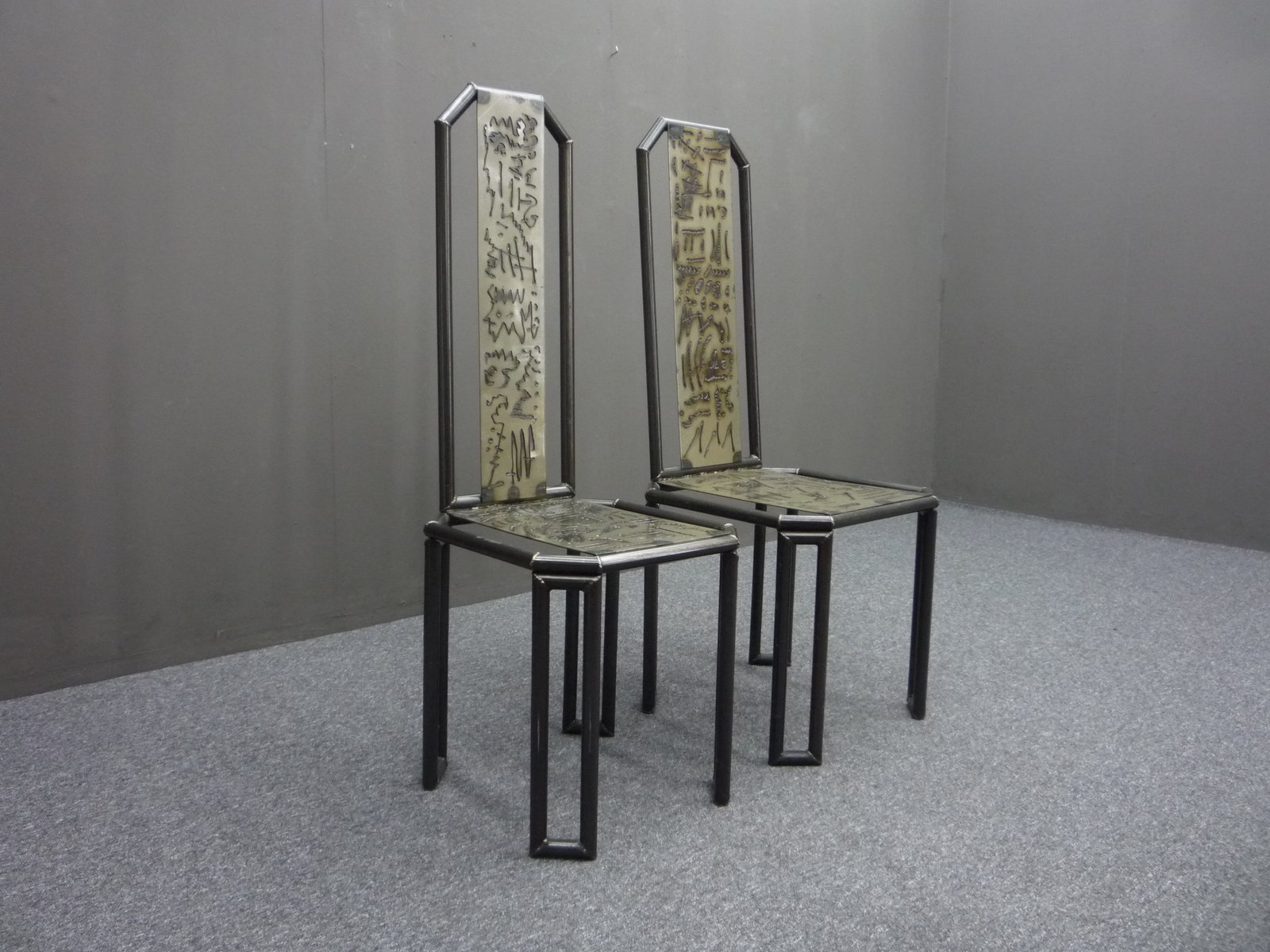 Set of Brutalist Handmade Metal Chairs by Gui Gui, 1993s for sale at Pamono