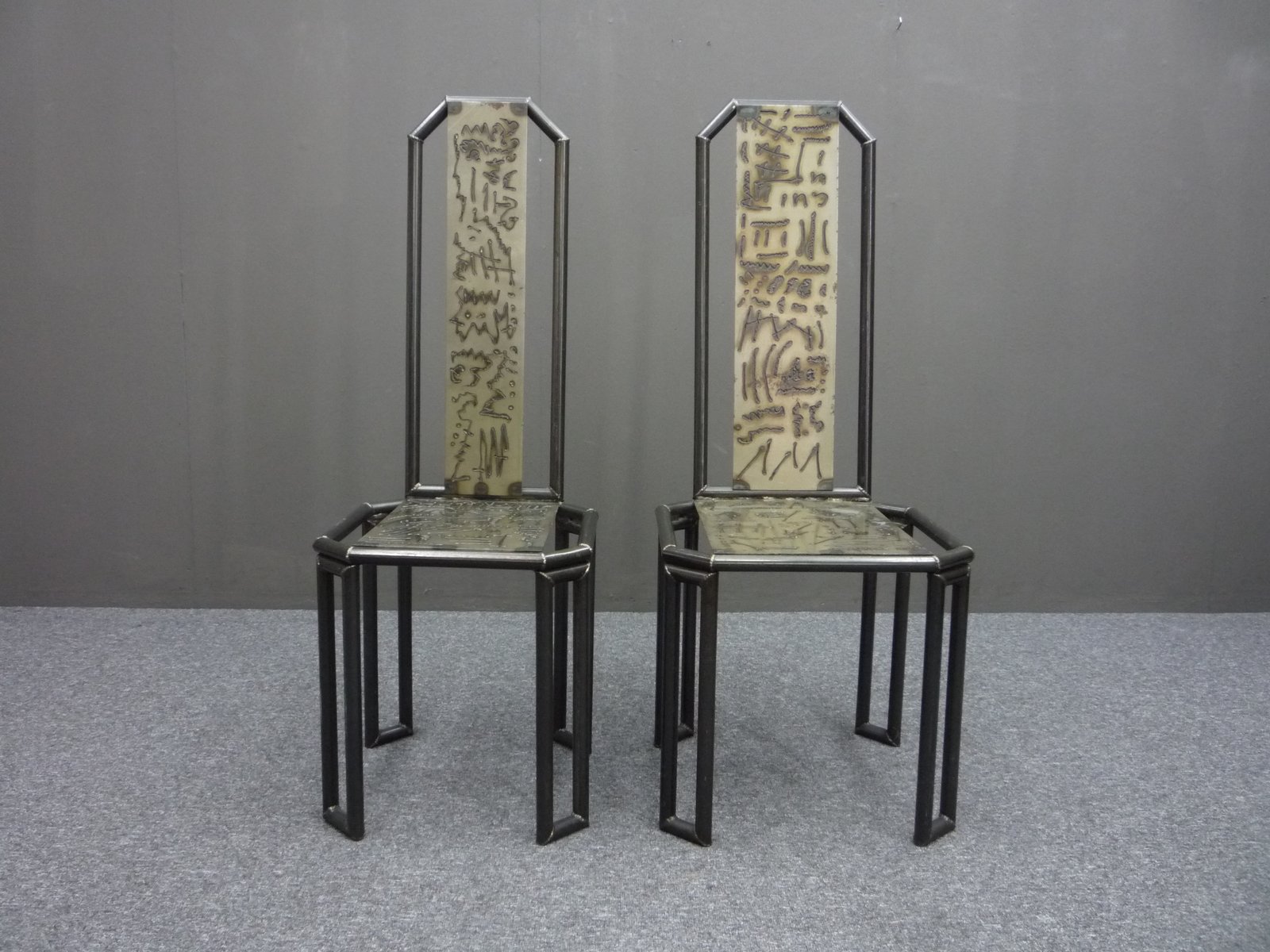 Set of Brutalist Handmade Metal Chairs by Gui Gui, 1993s for sale at Pamono