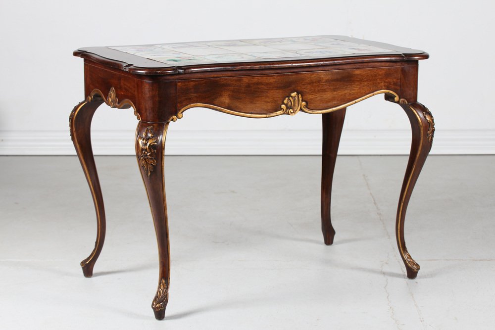 Rococo Tile Top Side Table by Herman A. Kähler, 1930s for sale at Pamono