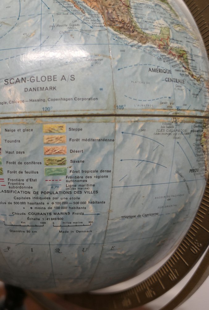 Double Axis Scan Globe with Raised Topography, 1960s for sale at Pamono