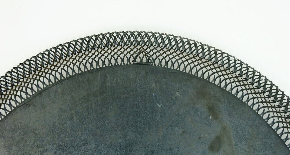 Large Mid-Century Modern Wall Mirror with Filigree Wire Mesh Frame ...